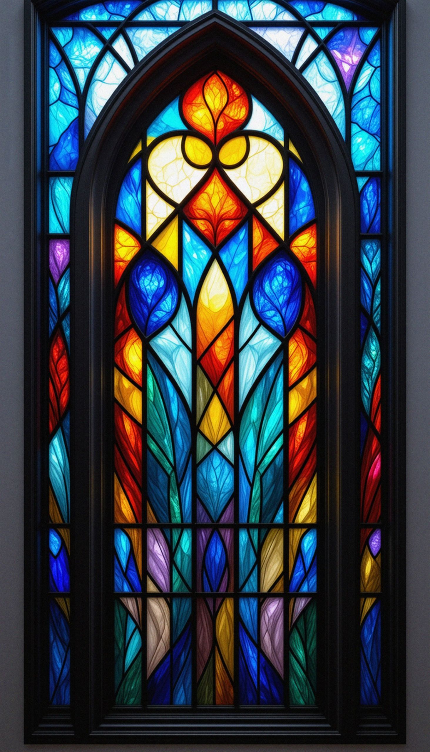 giant geometric shape, Epic stained glass window of a church Colorful ...