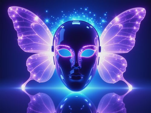 AIFusionArt - Suspended in a starlit void, a mesmerizing mask undergoes ...