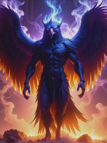 A creature combines hawk and humanoid features. It has sharp ...