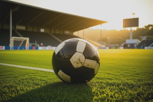 Rural Football Field: Create a highly detailed image of a classic ...