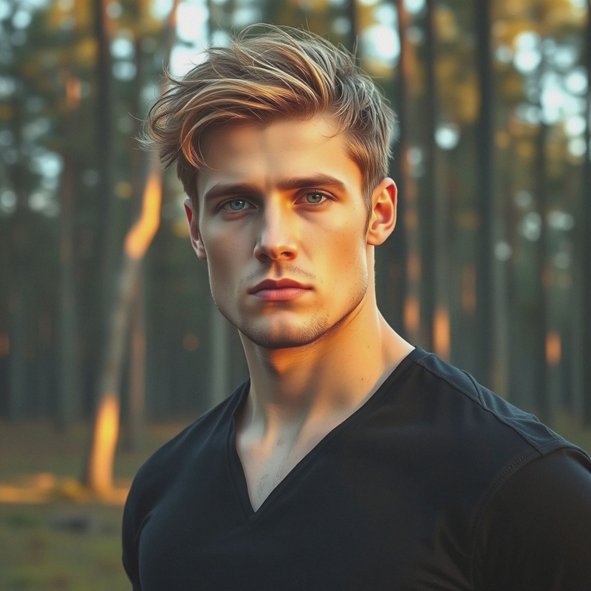 A portrait of a 30-year-old strong build masculine man showing off his ...