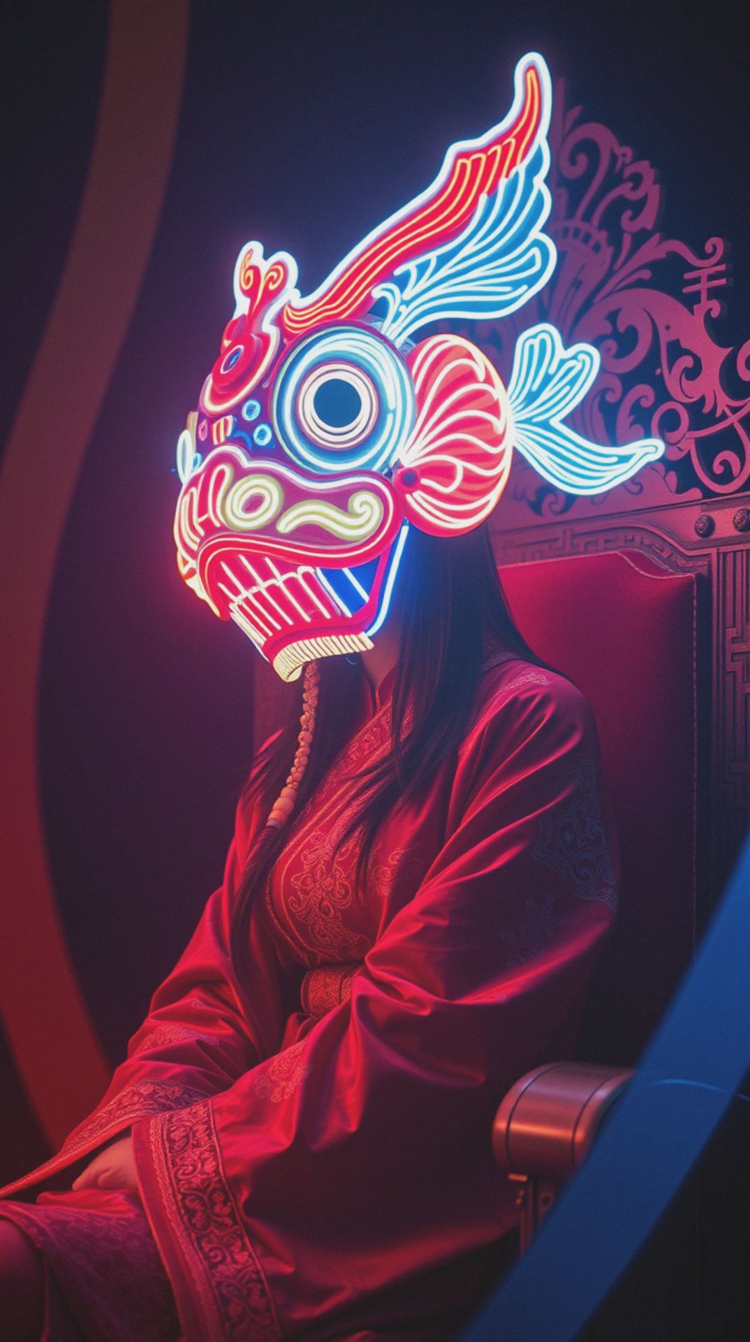 an anime girl wearing a festive intricate fish mask by Tim Walker ...