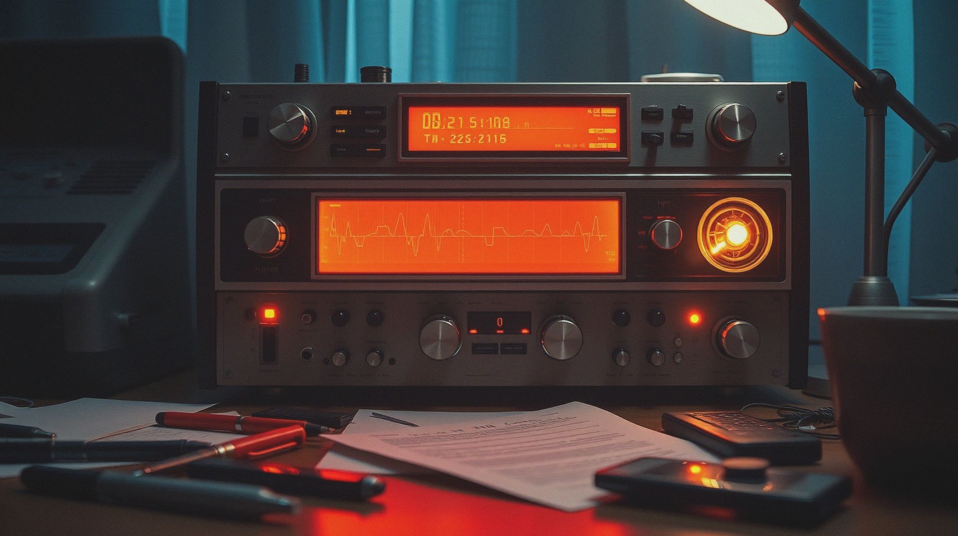 Get a close-up of a large, wide, vintage, unusual high-tech tube ...