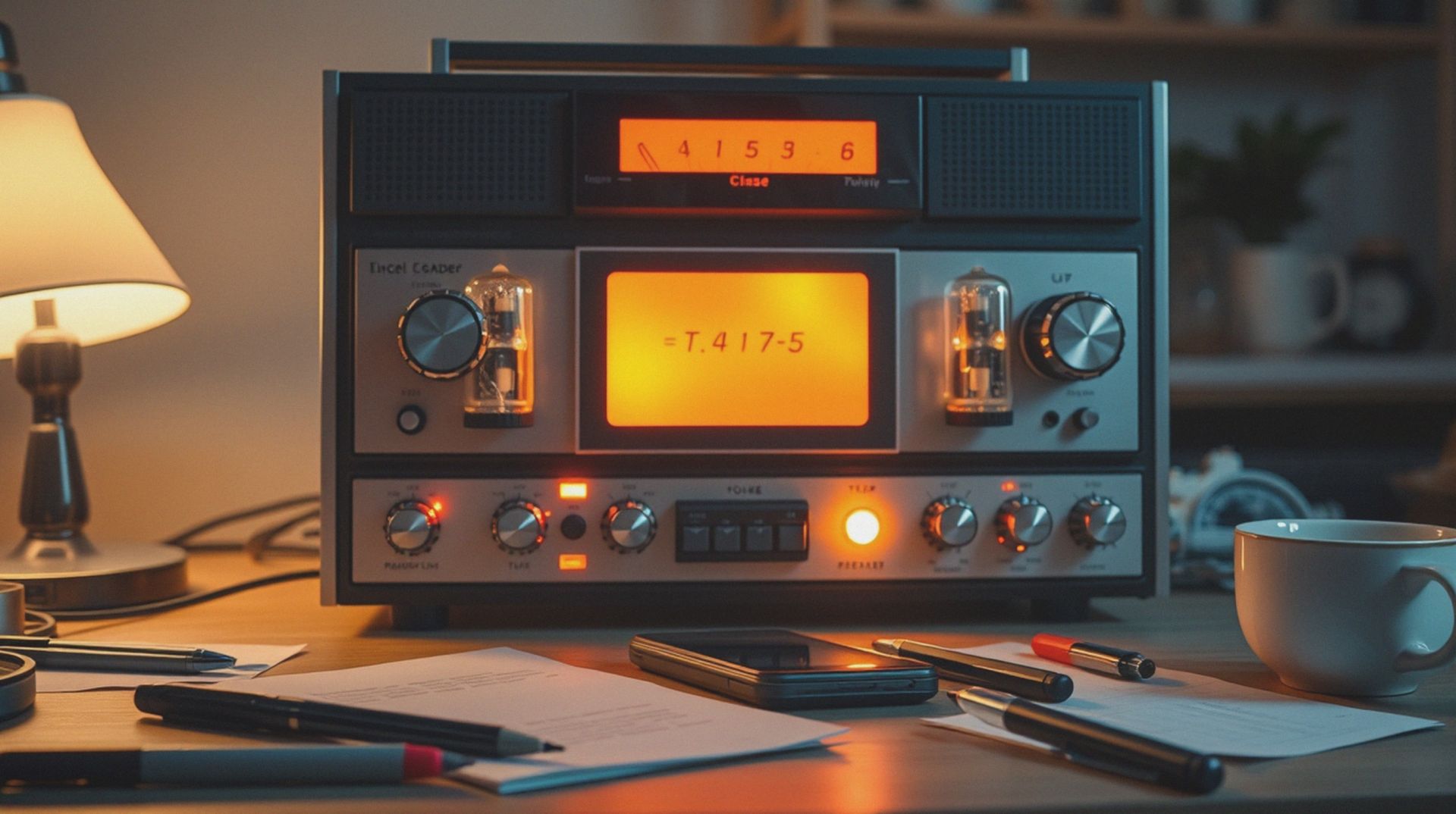 Get a close-up of a large, wide, vintage, unusual high-tech tube ...