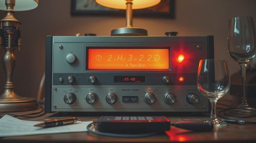 Get a close-up of a large, wide, vintage, unusual high-tech tube ...