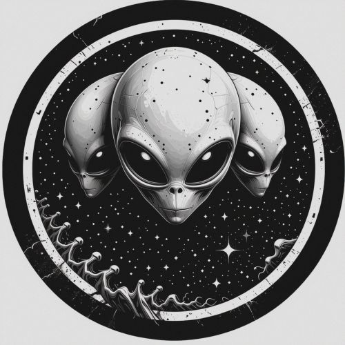 black and white vector style logo, grey aliens, insignia , patch ...