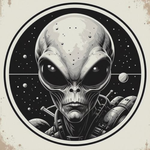 AIFusionArt - black and white vector style logo, grey alien, insignia ...