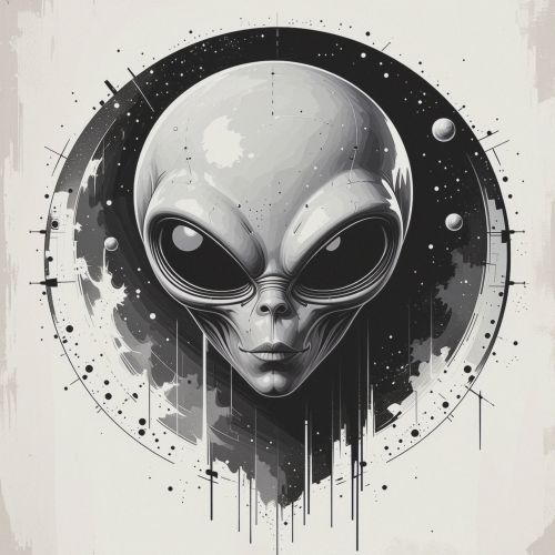 AIFusionArt - black and white vector style logo, grey alien, insignia ...