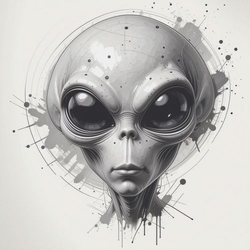 black and white vector style logo, grey alien, insignia, military patch ...