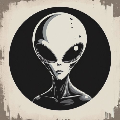 AIFusionArt - black and white vector style logo, grey alien, insignia ...