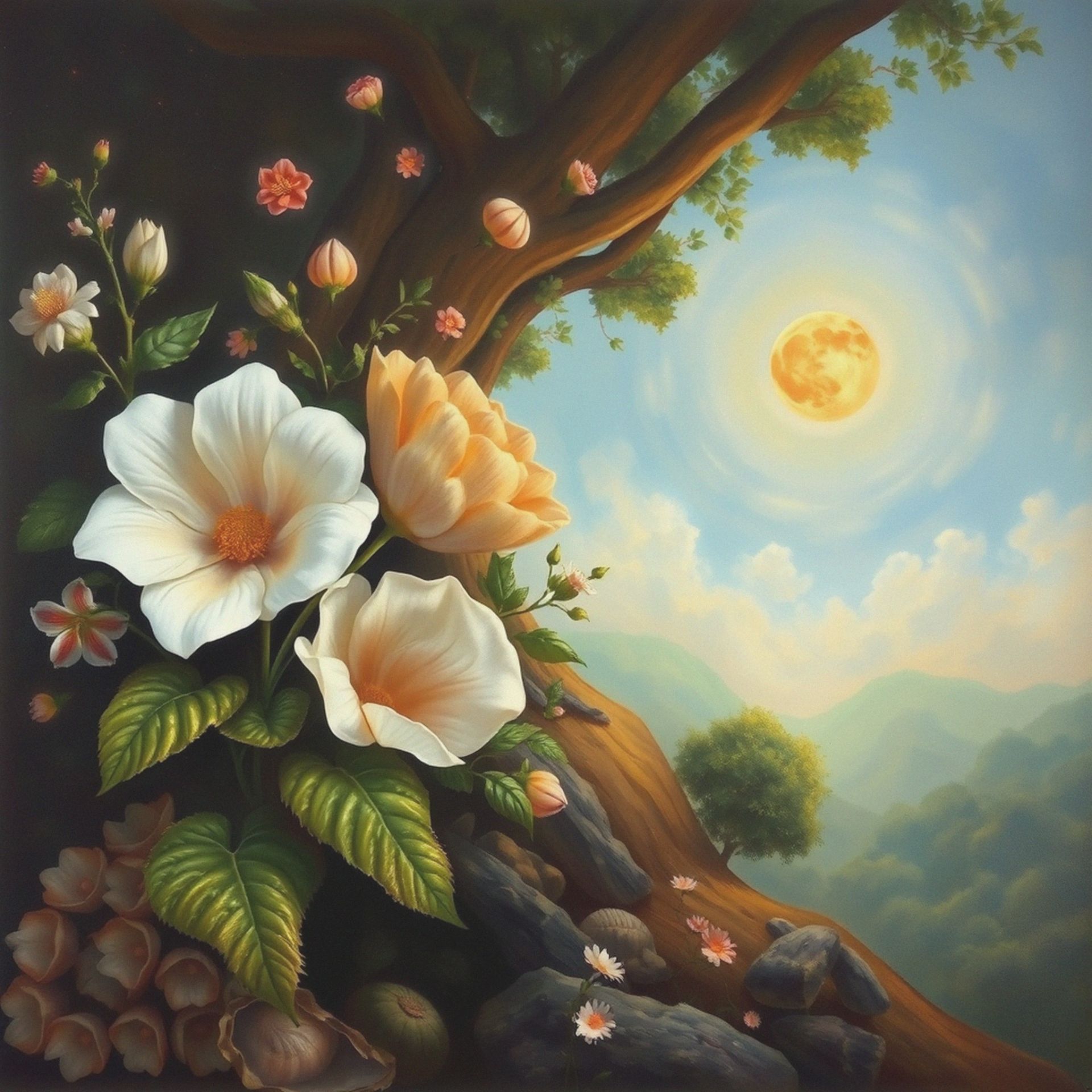 An artistic representation of the golden ratio in nature, where flowers ...