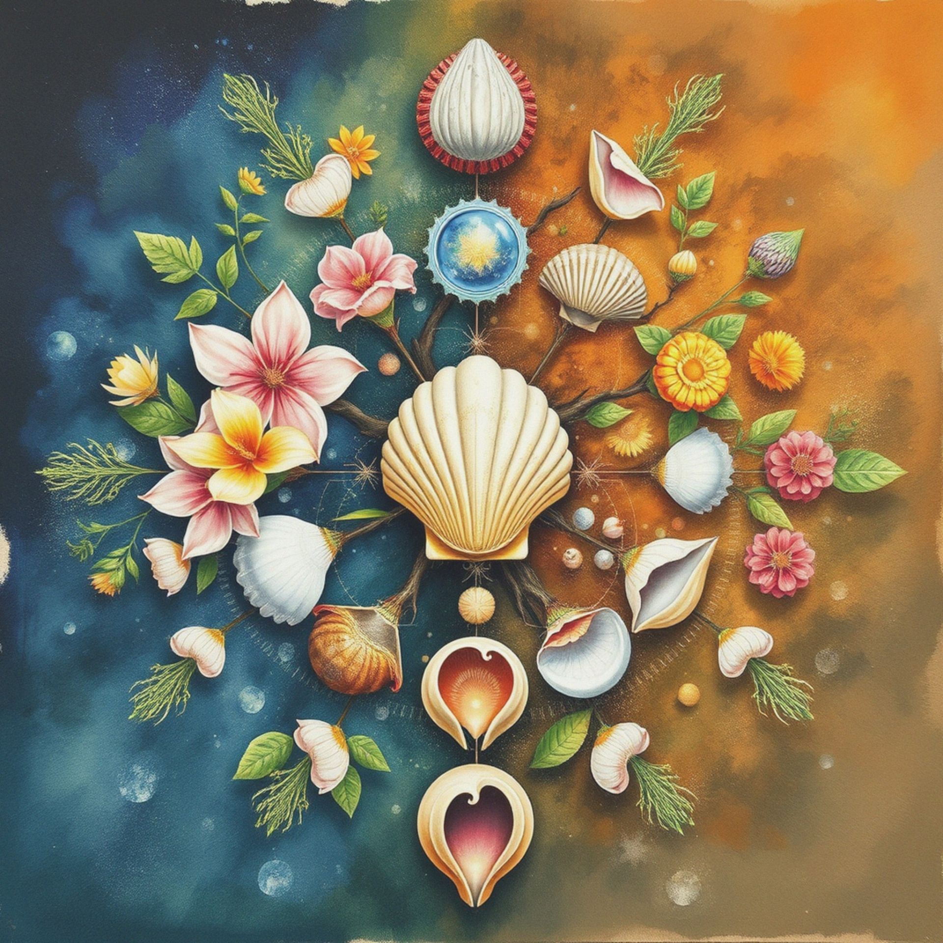 An artistic representation of the golden ratio in nature, where flowers ...