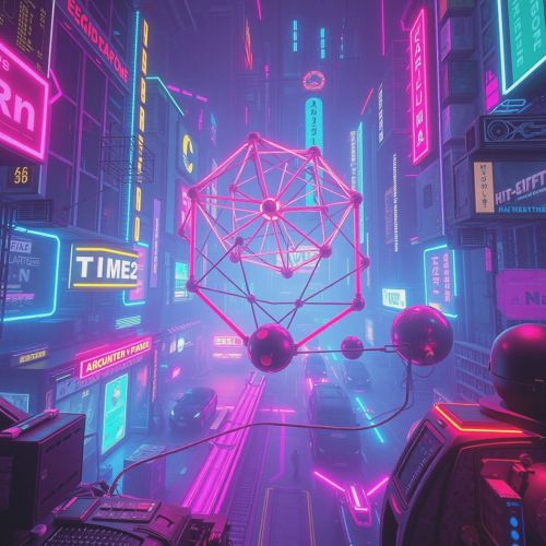 A fantastical scene where abstract algebraic structures take on ...