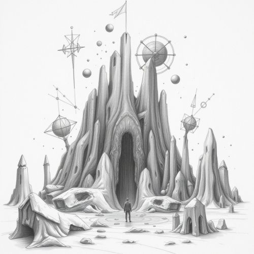 A fantastical scene where abstract algebraic structures take on ...