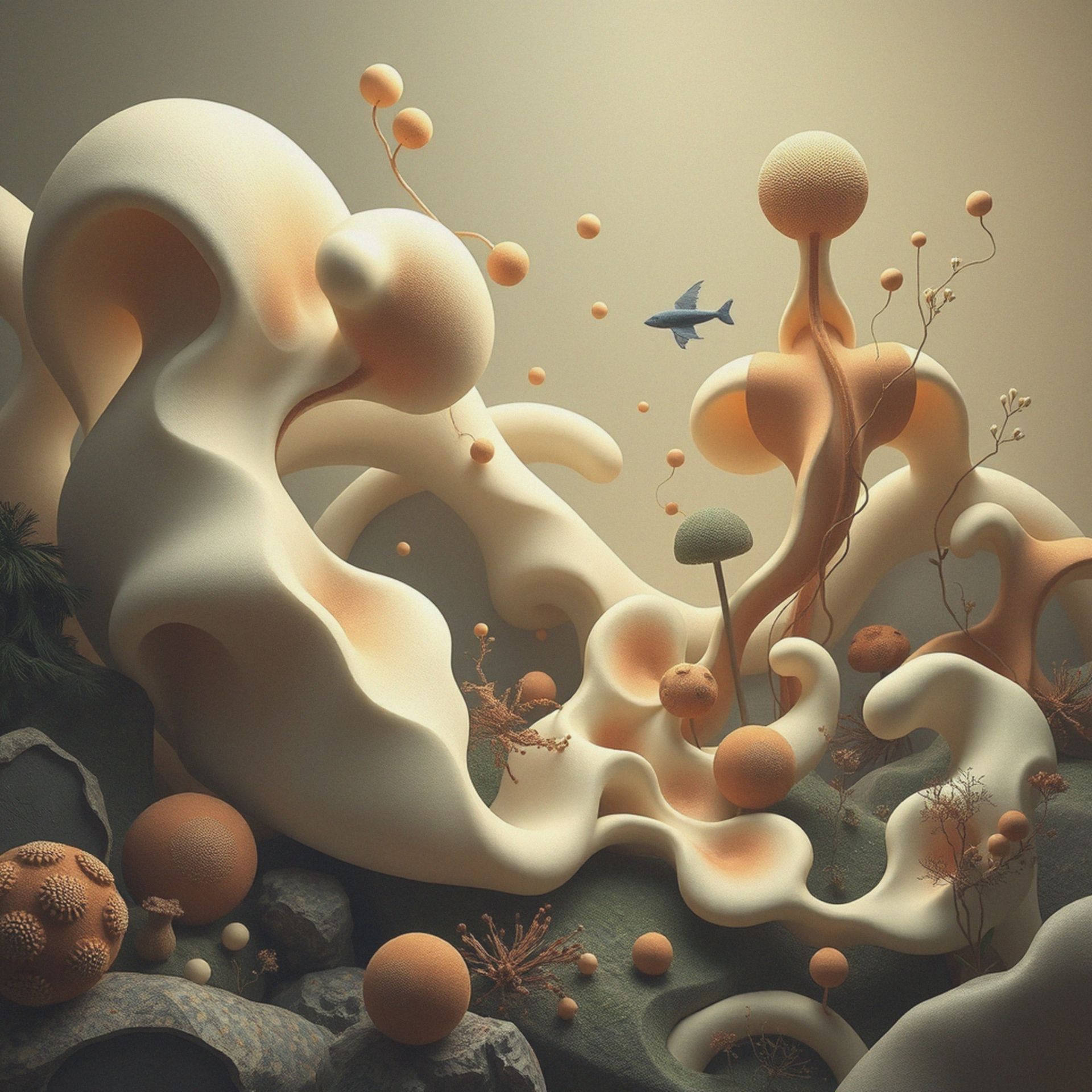 A fantastical scene where abstract algebraic structures take on ...