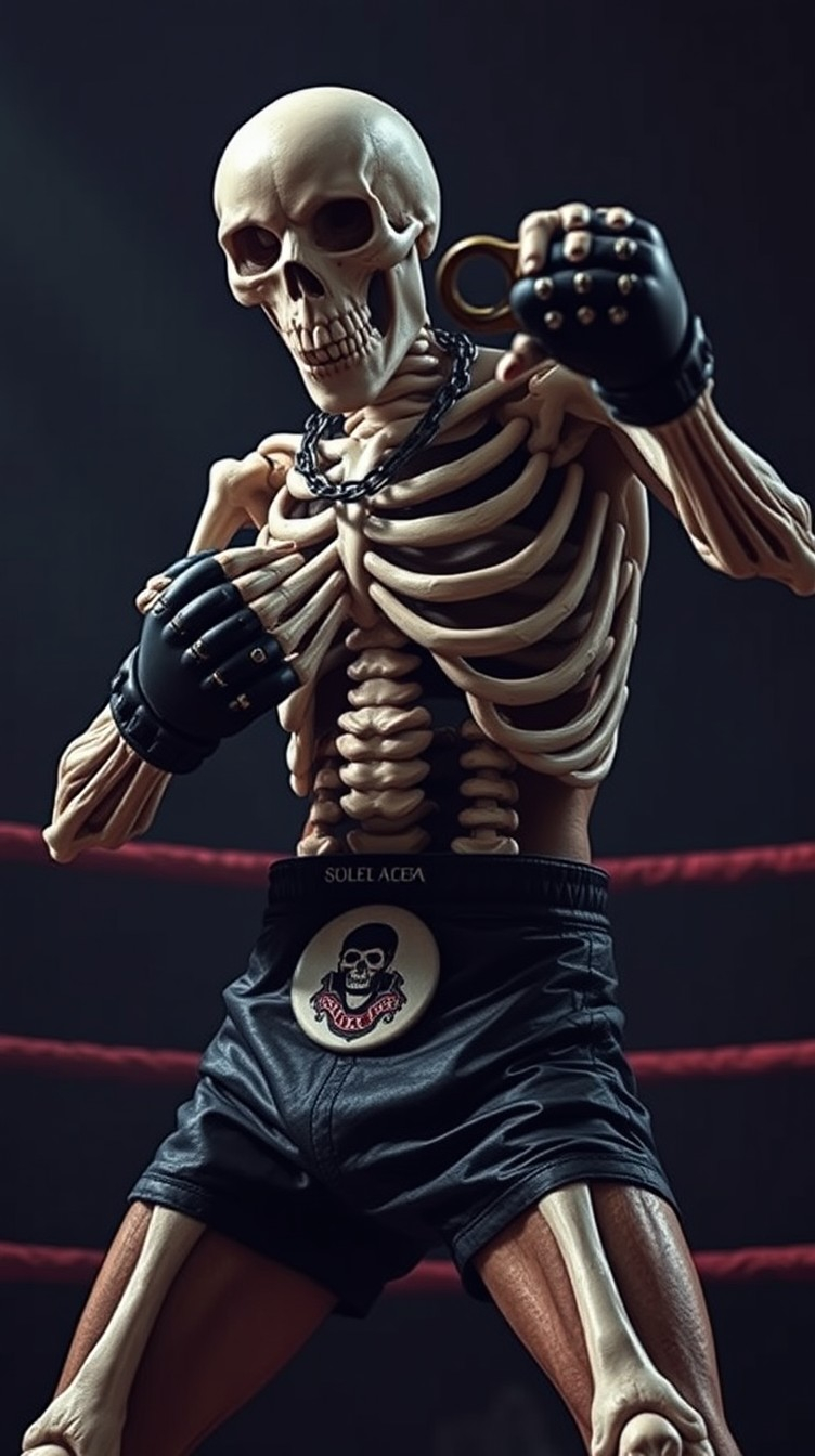 “Arena Bruiser” skeleton Pose: Mid-punch, torso twisted for maximum ...