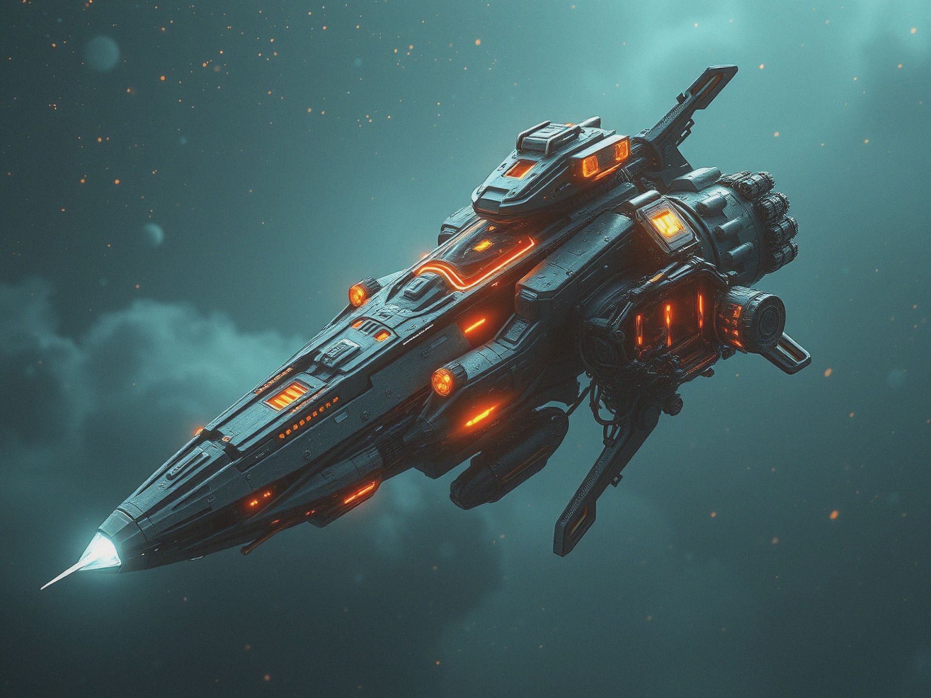 futuristic starship ,hyper realistic, detailed render, extremely ...