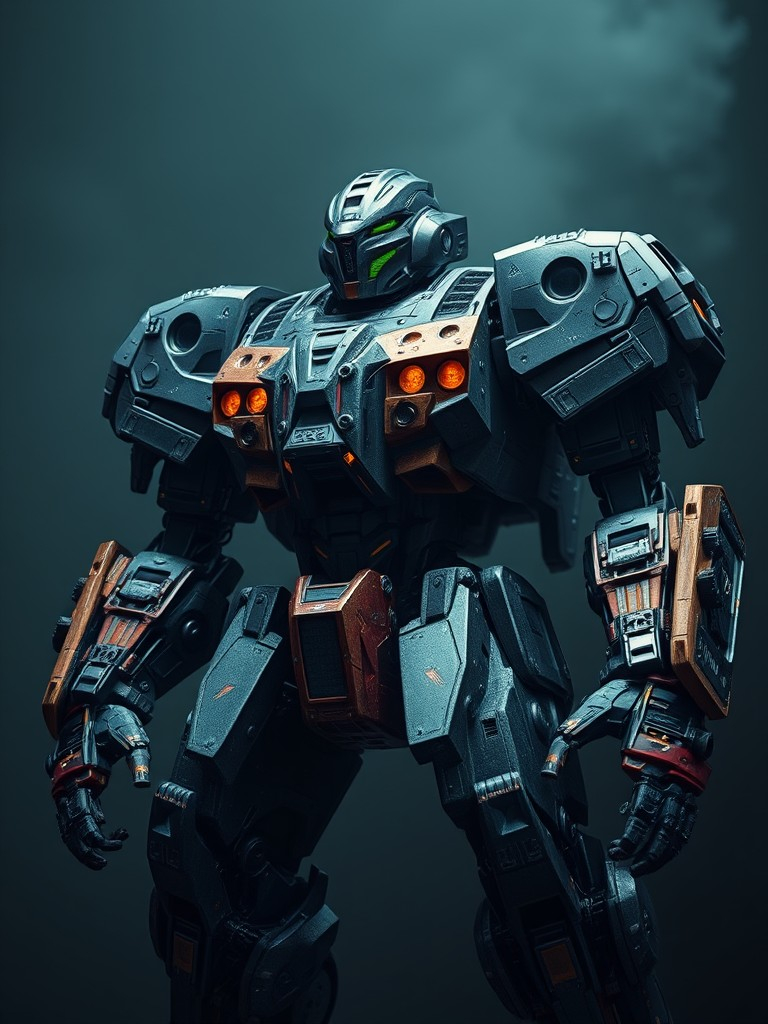 full body mech machine titan mode, with intricate and accentuated ...