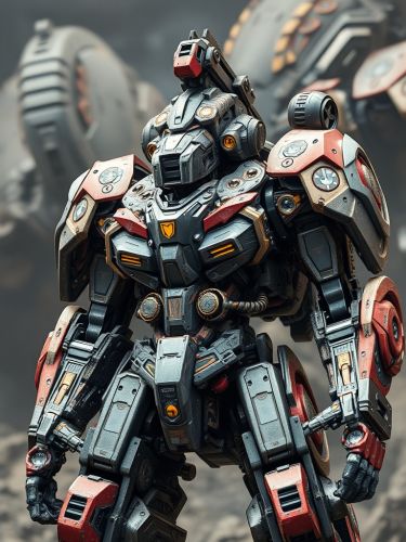 full body mech machine titan mode, with intricate and accentuated ...