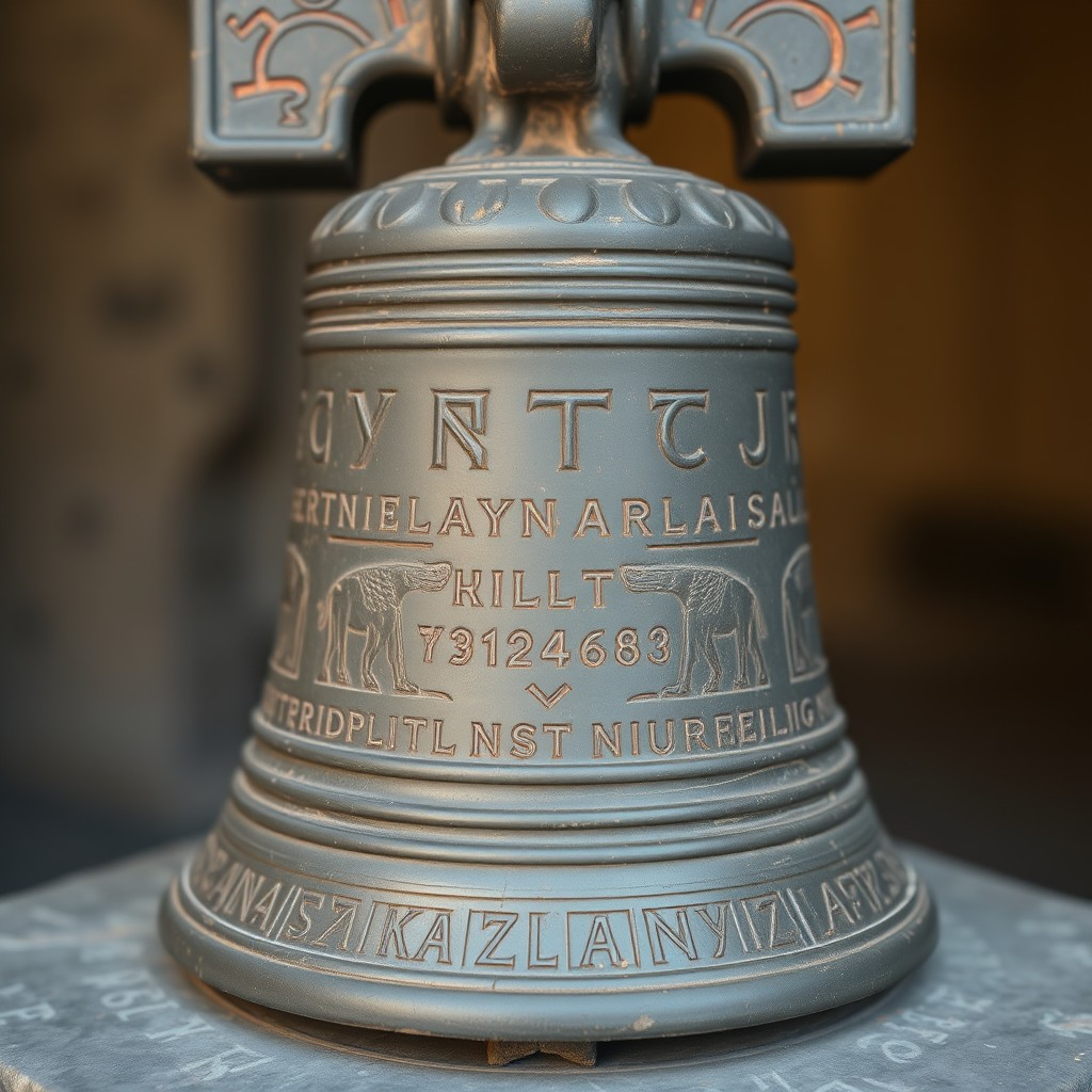 Ancient bell with engraved runes – AIFusionArt
