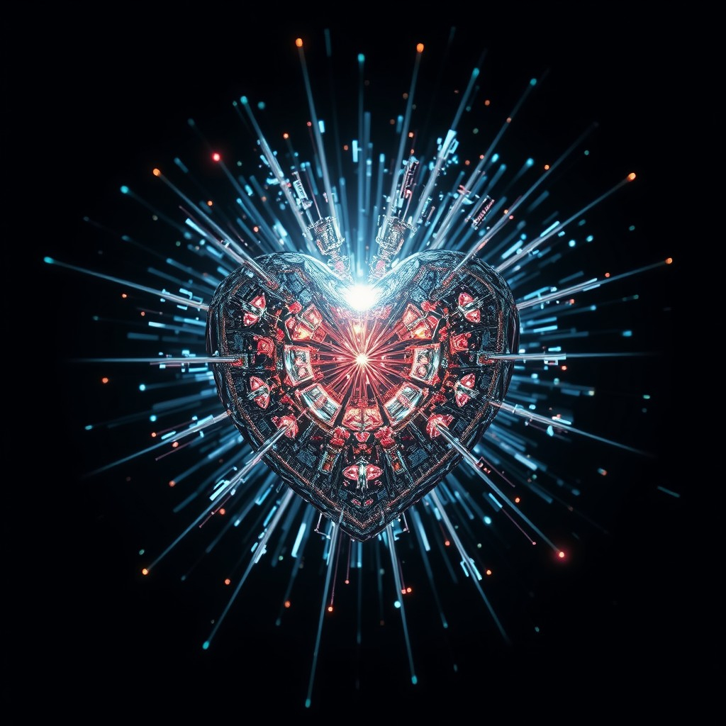 In a dramatic frozen moment, a crystalline heart explodes into ...