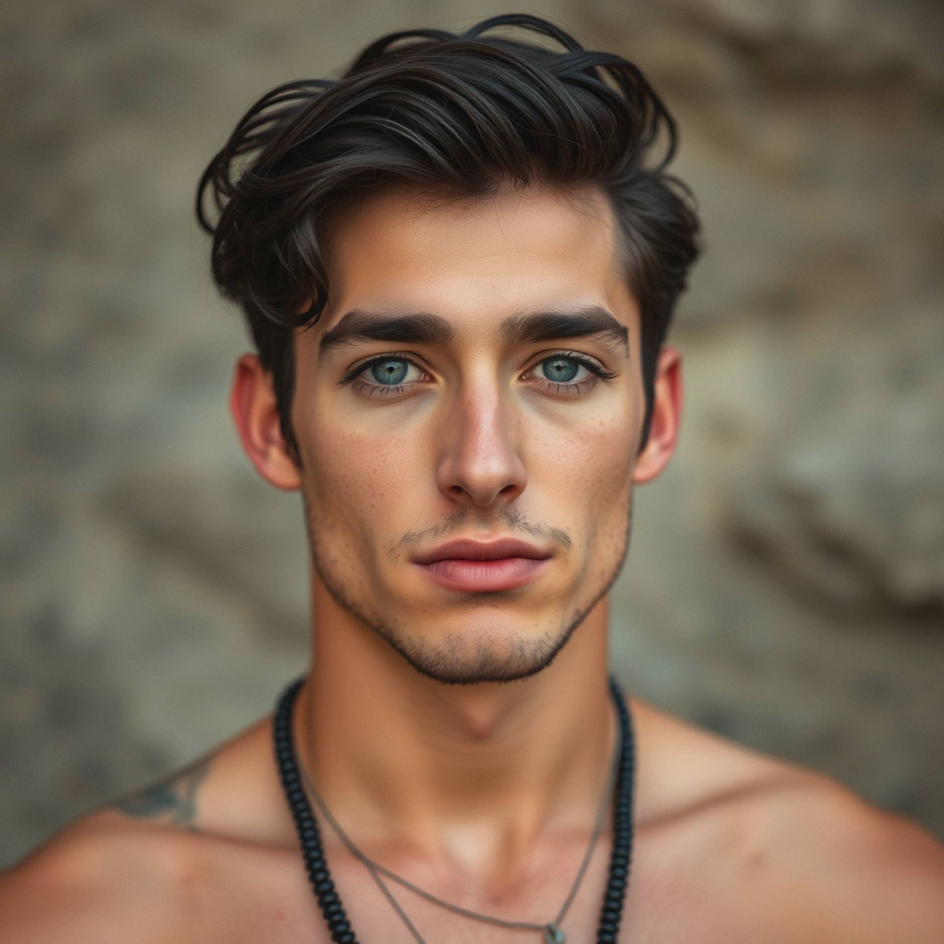 AIFusionArt - A very handsome gypsy young man with dark hair and grey ...