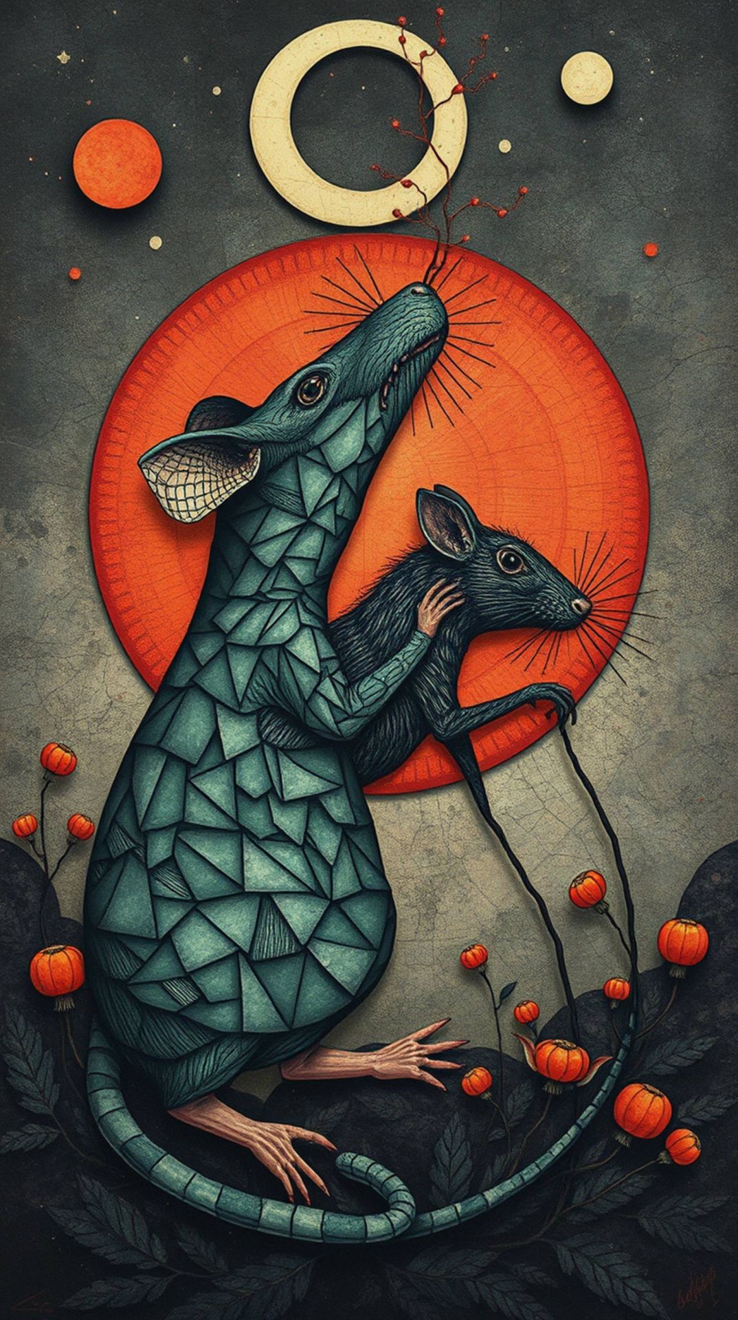 Create a fusion of Kirigami and mosaic art styles into a unique new ...