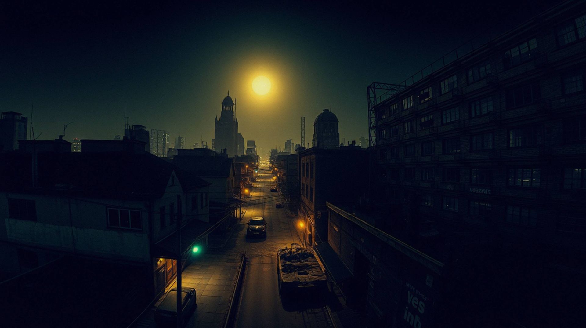 Panoramic 360. The nighttime streets of an unreliable, crime-ridden ...