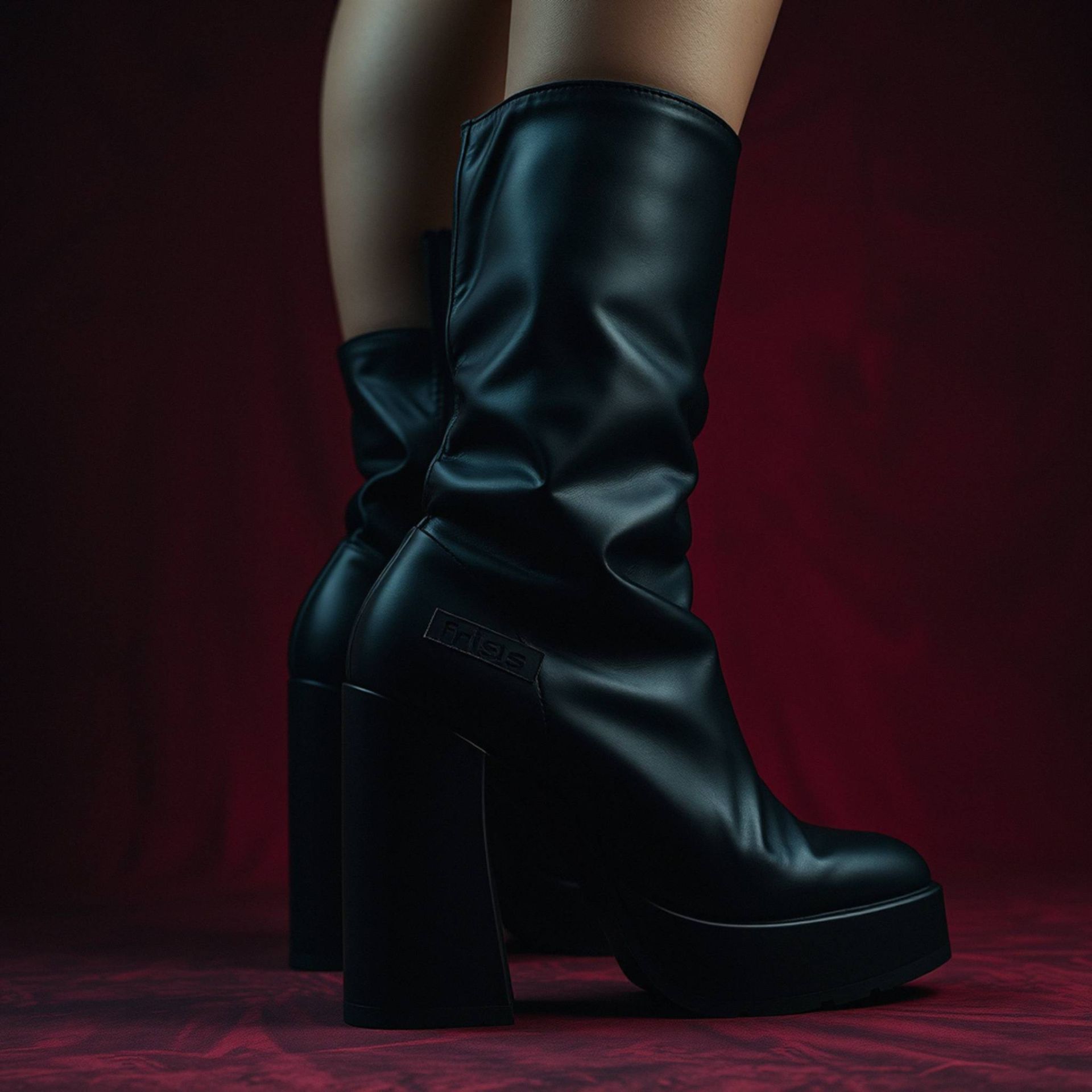 Editorial image of avant-garde black footwear from the dark fashion ...