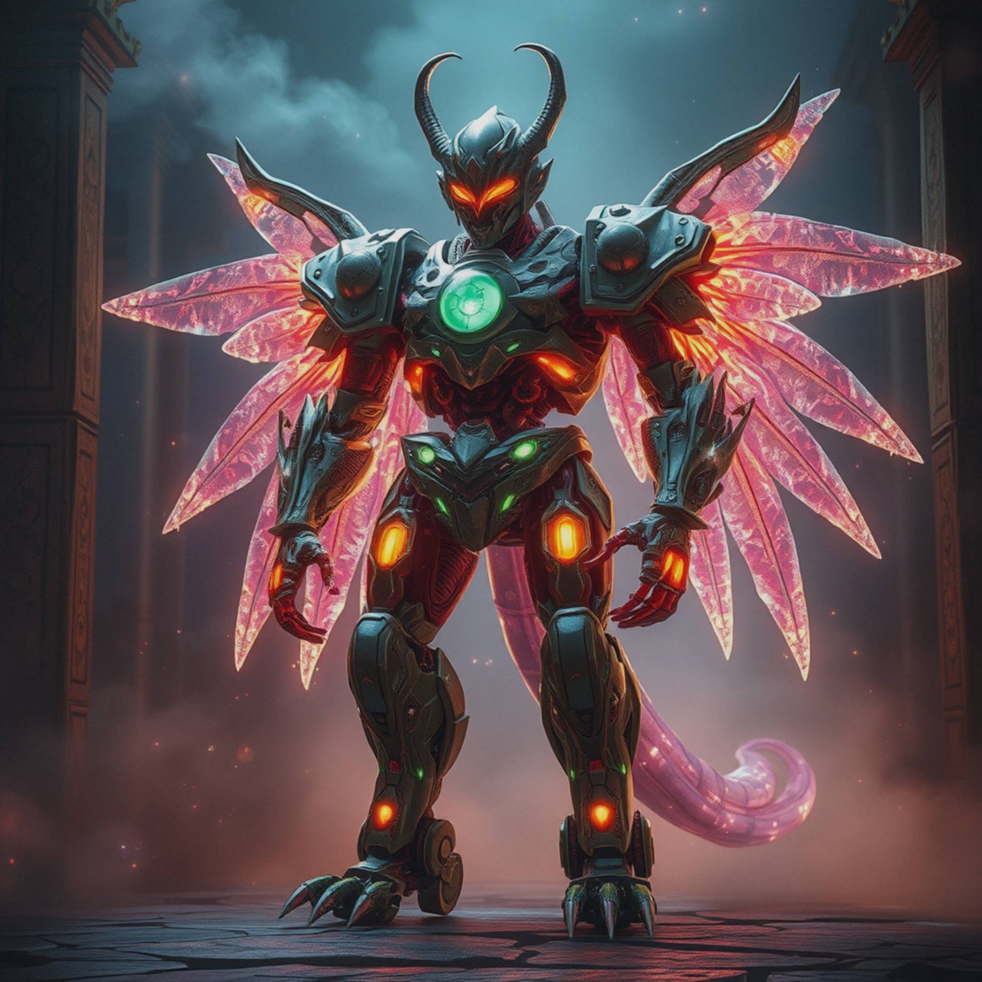 Full-body futuristic mech robot with intricate mechanical details ...