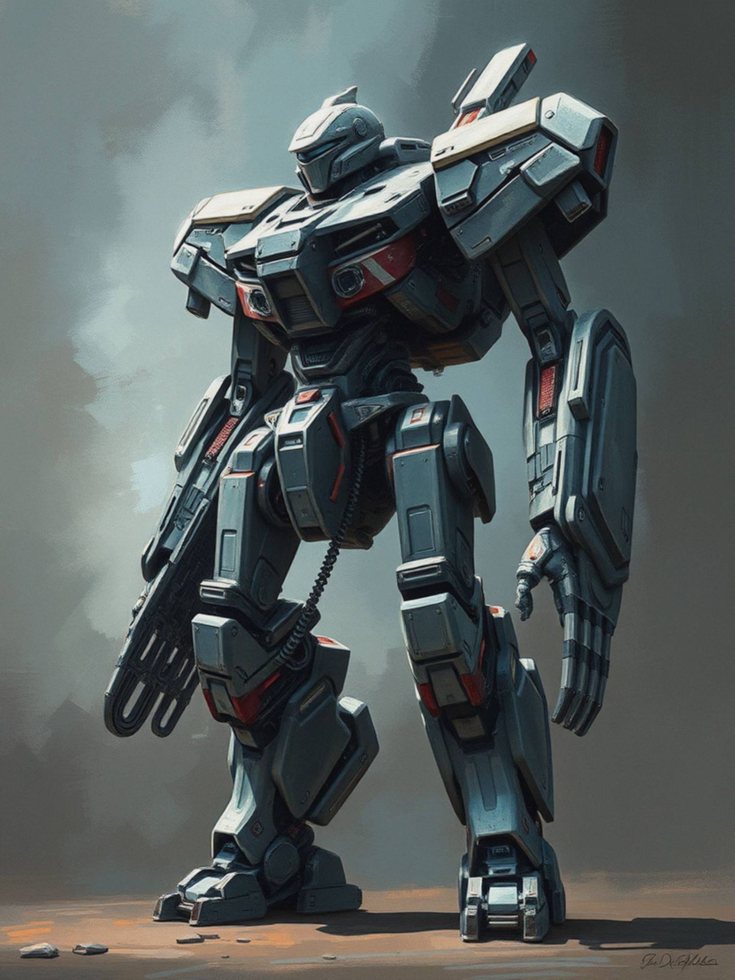 Full-body futuristic mech robot with intricate mechanical details ...