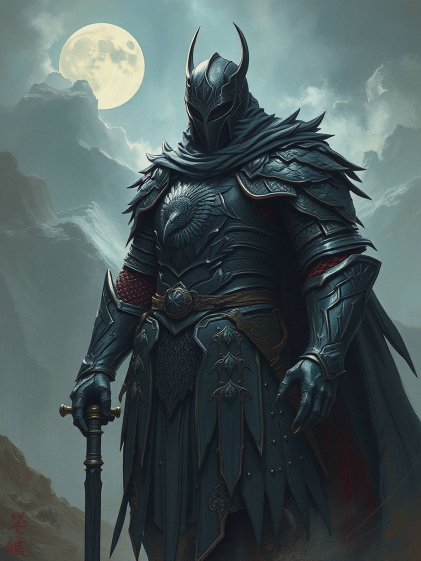 AIFusionArt - Majestic Raven Knight in full armor, standing proudly ...