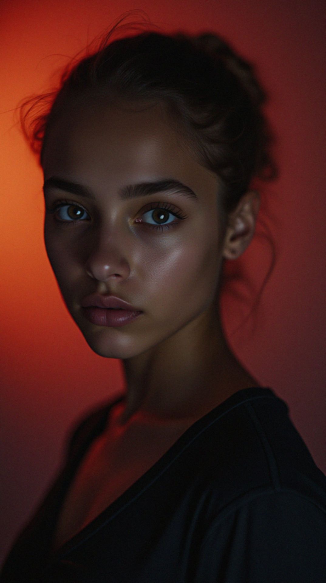 Frontal shot, Upper body, Professional model female teenager 13 years ...