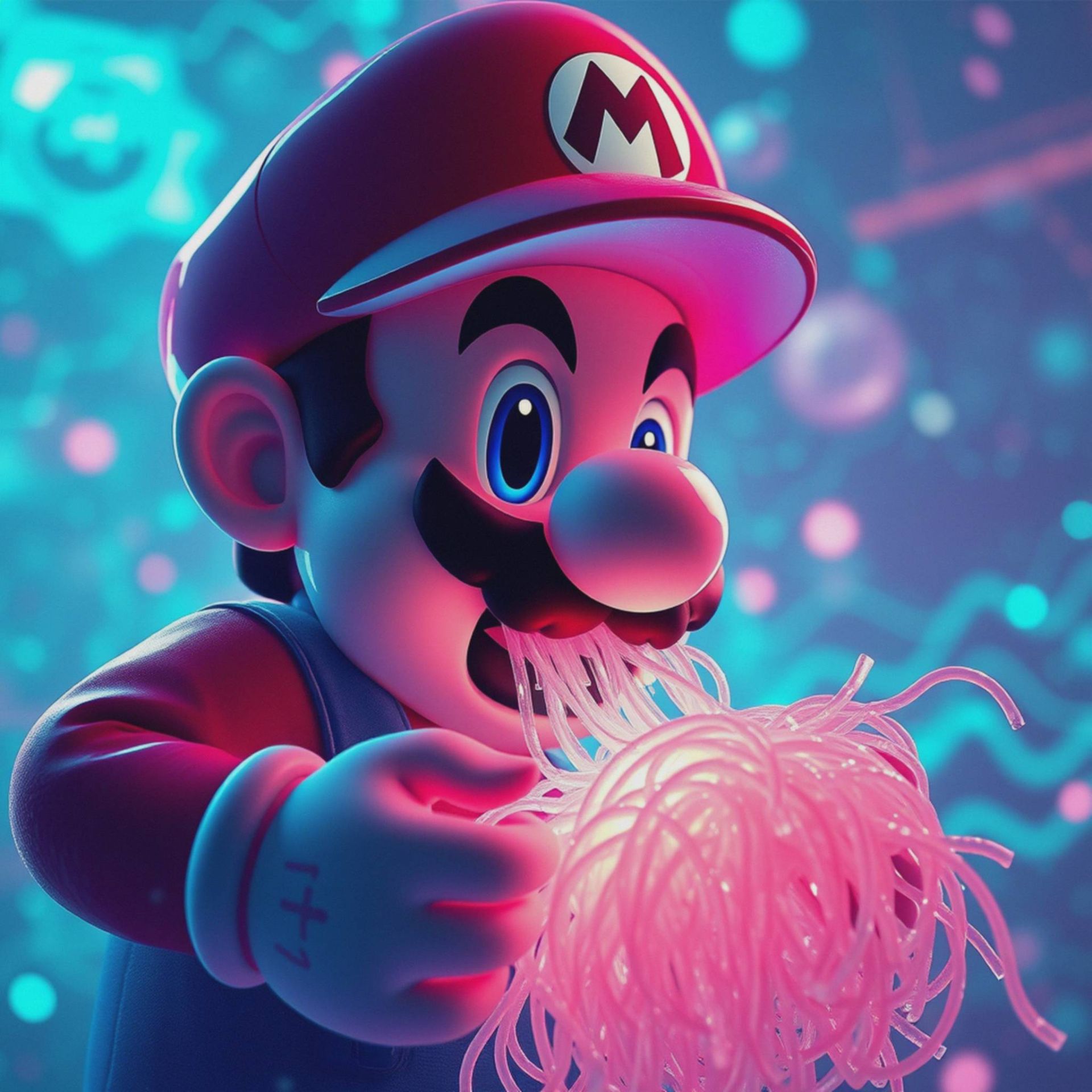 AIFusionArt - super Mario eat spaghetti