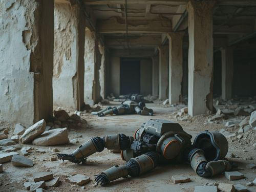 AIFusionArt - Mangled bodies of shot-up robots are left disassembled ...